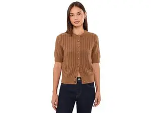Madewell Textured-stitch Cardigan In Cozy Cotton Sweater - Pecan Shell