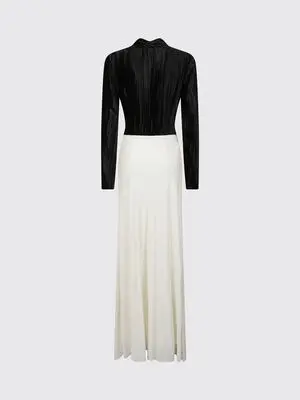 FORTE_FORTE Abstract Print V-neck Long Satin Evening Gown - Black
