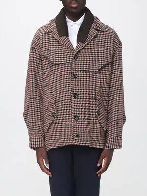 Emporio Armani Oversize Virgin Wool Shirt Jacket With Houndstooth Pattern