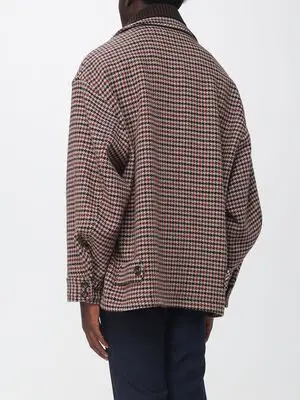 Emporio Armani Oversize Virgin Wool Shirt Jacket With Houndstooth Pattern