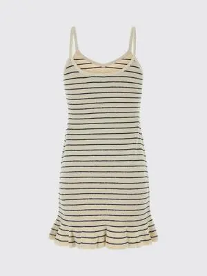 JW Anderson Striped Off-the-shoulder Cotton Sheath Mini Dress - White