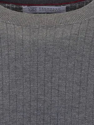 Brunello Cucinelli Long-sleeved Cotton Crewneck Jumper - Grey