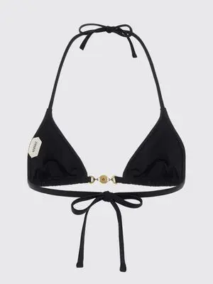 Versace Triangle Bikini Top In Nylon With Medusa Logo And Tie-up Straps