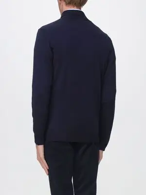 Canali Wool Cardigan Jumper With Turtleneck And Zip Closure - Blue