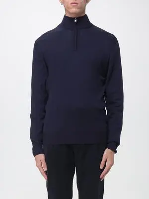Canali Merino Wool Turtleneck Jumper With Half-zip Closure - Blue