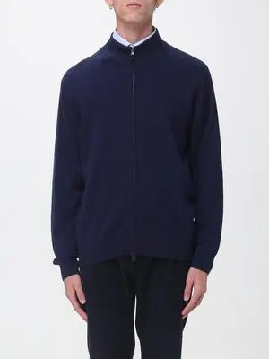 Canali Wool And Cashmere Blend Mock Neck Zip-up Cardigan - Blue