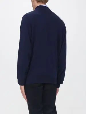 Canali Wool And Cashmere Blend Mock Neck Zip-up Cardigan - Blue