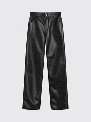 Loewe High-waisted Straight Trousers In Nappa Lambskin With Embroidered Logo