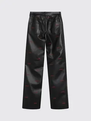 Loewe High-waisted Straight Trousers In Nappa Lambskin With Embroidered Logo