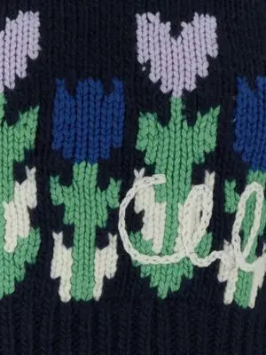 Chloé Cropped Floral Jacquard Wool Turtleneck Jumper