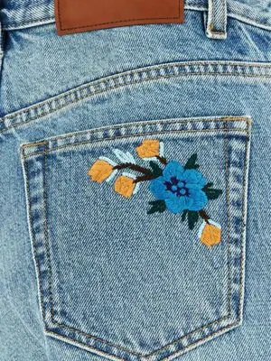 Chloé Mid-rise Wide-leg Jeans In Cotton Denim With Embroidery