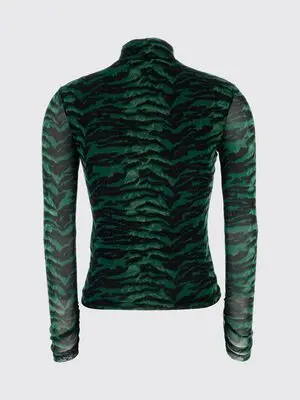 Diane Von Furstenberg Animal Print Slim Fit Viscose Turtleneck Top