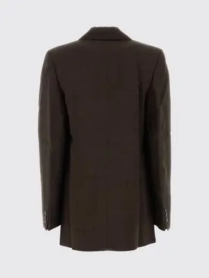 Co Single-breasted Cropped Blazer In Visse And Linen Blend With Peak Lapels
