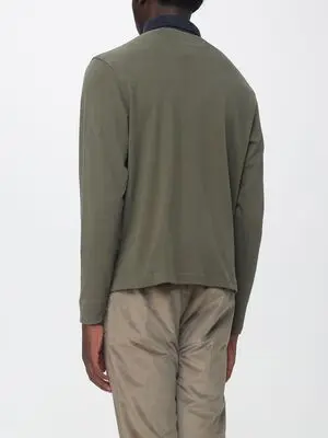 LA MARTINA Contrasting Logo Long-sleeved Cotton Polo Shirt - Green