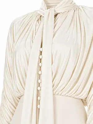 SELF-PORTRAIT Top In Jersey Con Colletto Annodato