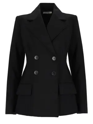Co Blazer Doppiopetto In Lana - Black