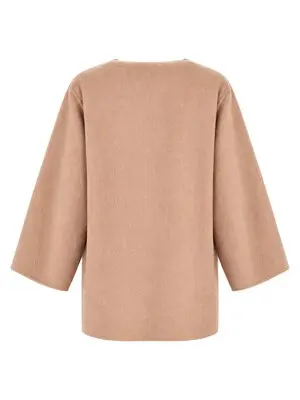 Max Mara Cappotto Cardigan In Cammello E Mohair