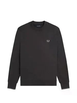 Fred Perry Embroidered Logo Tipped-cuff Sweatshirt - Grey