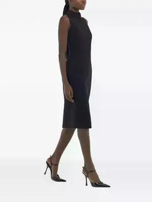 Roberto Cavalli High-neck Sleeveless Fitted Midi Dress
