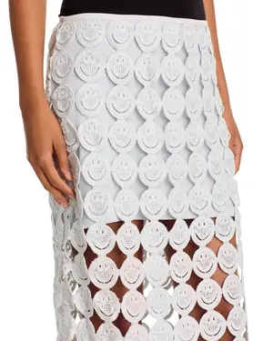 Aqua Smiley Crocheted Midi Skirt Exclusive