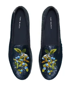 Tory Burch Sequined Smoking Slippers