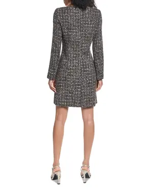 Karl Lagerfeld Paris Metallic Tweed Coat Dress