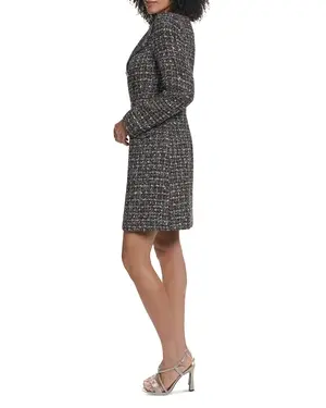 Karl Lagerfeld Paris Metallic Tweed Coat Dress