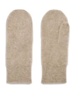 REISS Willow Brushed Cashmere Mittens - Neutral
