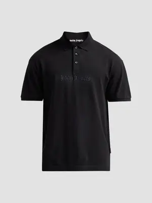 Palm Angels Logo Spray Cotton Polo Shirt