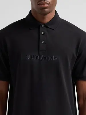 Palm Angels Logo Spray Cotton Polo Shirt