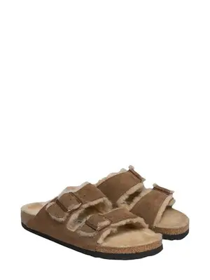 BIRKENSTOCK Arizona Shearling Sandals - Grey