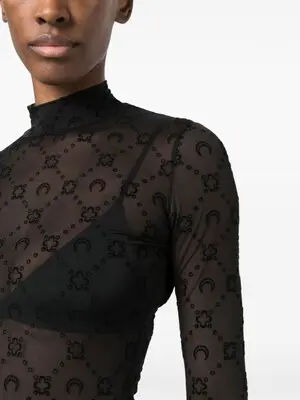 MARINE SERRE Monogram Mesh Flock Top