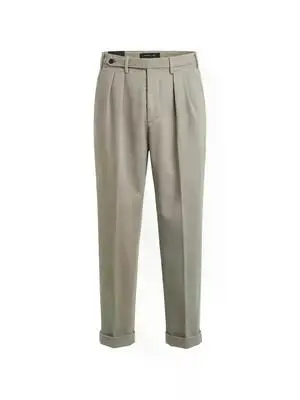 MICHAEL COAL Pleated Turn-up Trousers - Neutrals