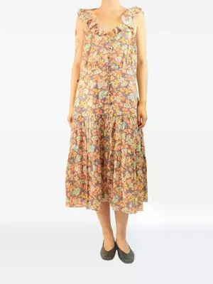 Veronica Beard Floral-print Ruffled Midi Dress