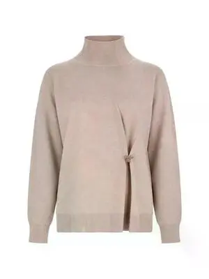 Fabiana Filippi Platinum Turtleneck Wrap-front Sweater - Neutrals