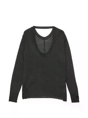 SYSTEM Scoop-neck Long-sleeve Jumper - Grey