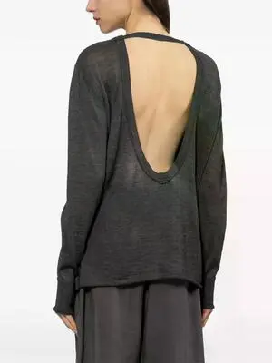 SYSTEM Scoop-neck Long-sleeve Jumper