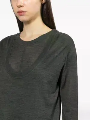 SYSTEM Scoop-neck Long-sleeve Jumper