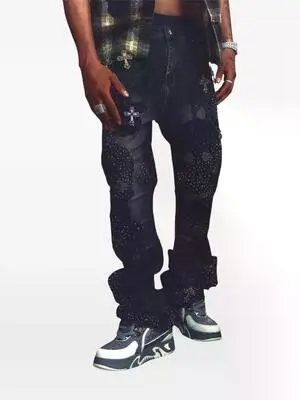GUAPI Obsidian Sacred Skull Straight-leg Jeans