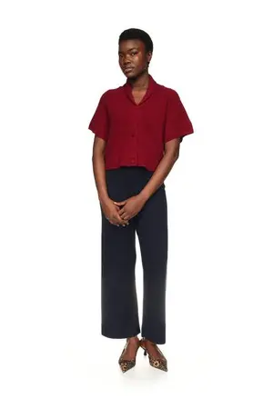 BRODIE CASHMERE Christina 100% Cashmere Cropped Cardigan - Cherry Lacquer