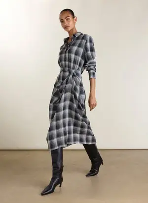 Baukjen Collared Tie-waist Midi Dress