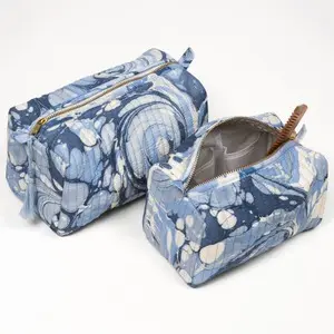 INNER CHILD Ocean Wave Hand Marbled Cosmetic Bag