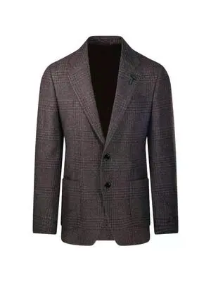 LARDINI Check-pattern Notched-lapel Blazer - Brown