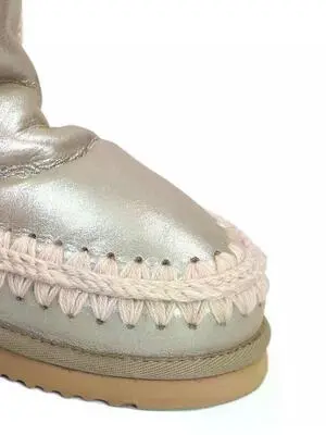 Mou Crochet-trim Metallic Ankle Boots