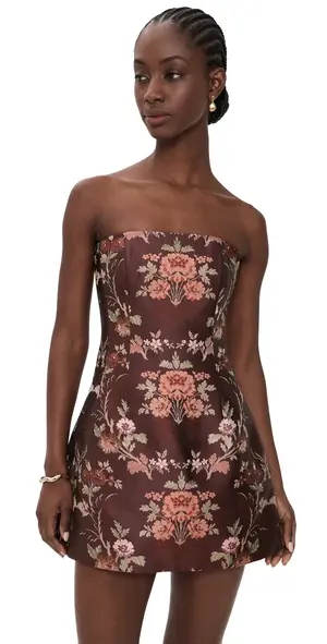 Cara Cara Ines Jacquard Dress - Trellis Jacquard Maroon
