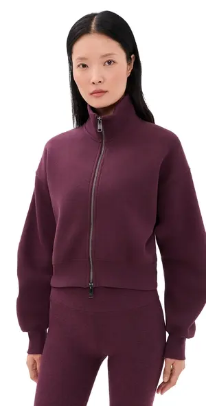 Beyond Yoga Double Zip Cropped Jacket - Cabernet