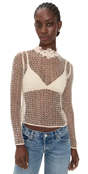 FRAME The Mesh Glimmer Top