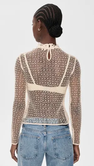 FRAME The Mesh Glimmer Top