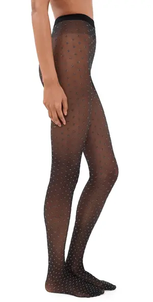 Wolford Shimmer Dot Tights - Black/silver