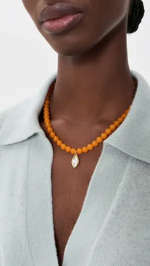 LOGAN TAY Beaded Bezel Necklace